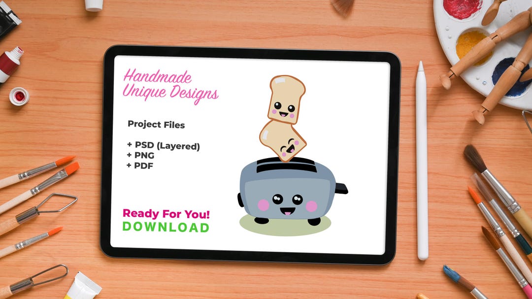 Cute Toasts of the Toaster Digital Art Print - Adorable Kitchen Decor ...