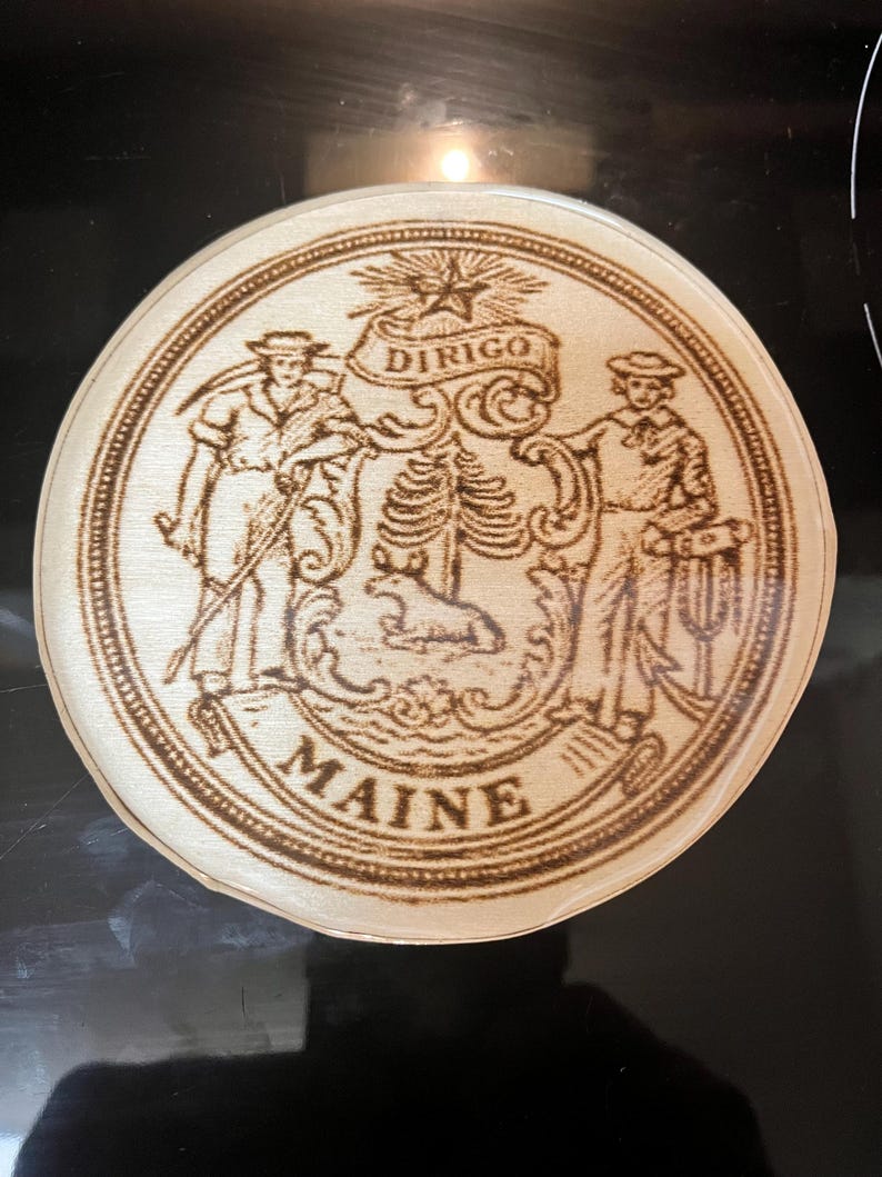 Maine State Seal Coaster - Etsy