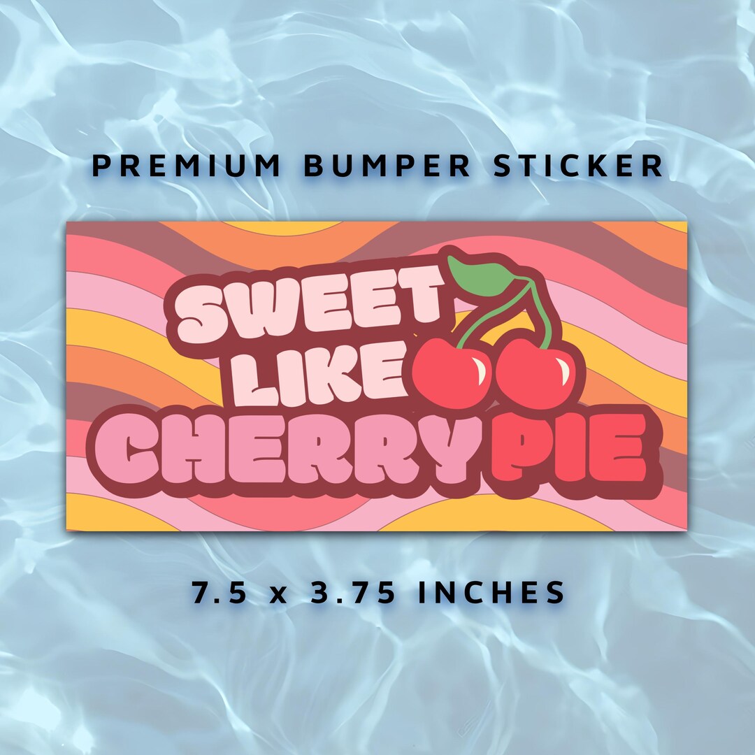 Vintage Cherry Pie Bumper Stickers, Retro Car Decal, 70s Style Graphic ...