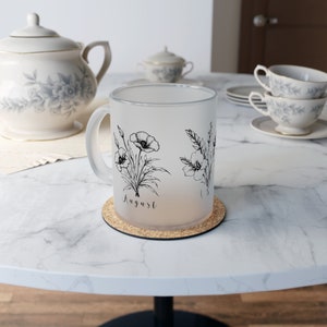 Custom Frosted Glass, August Birth Flower Mug 11oz Dishwasher-safe ...