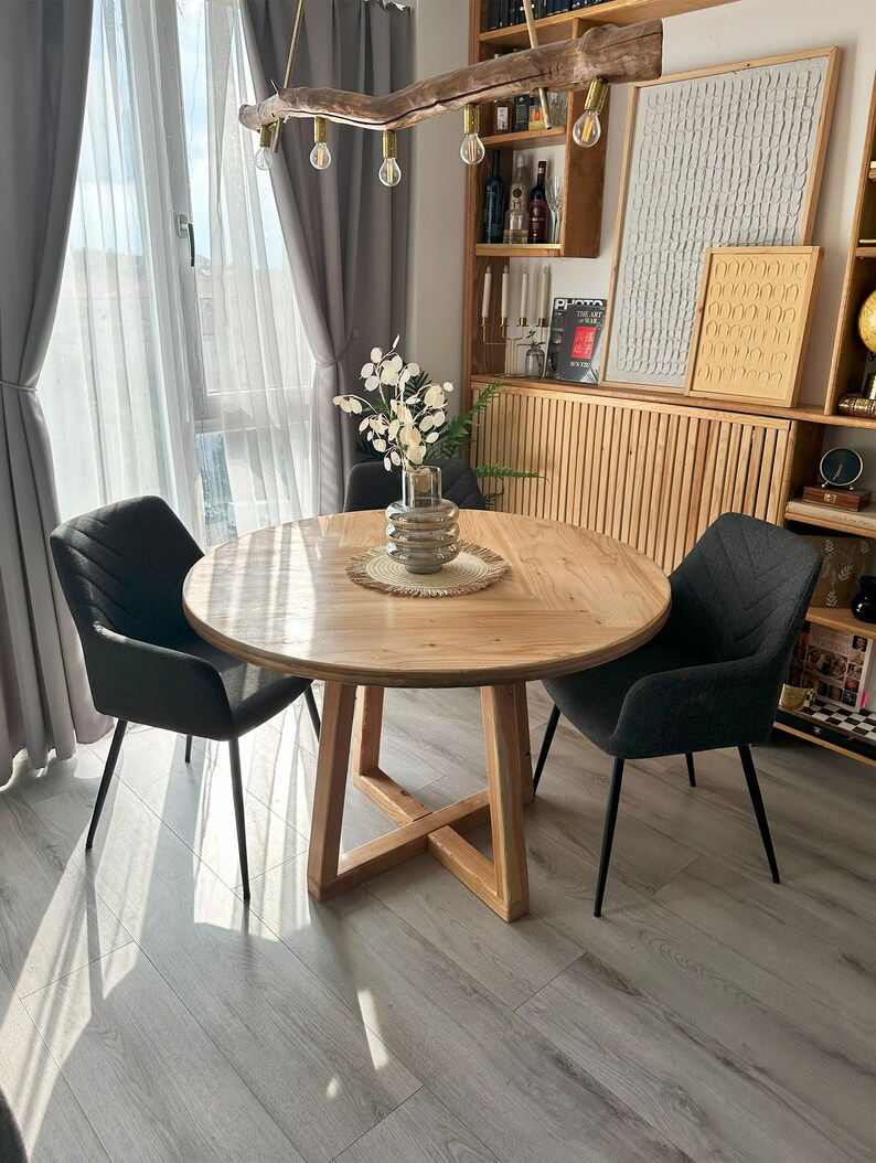 Round Herringbone Dining Table - Etsy UK