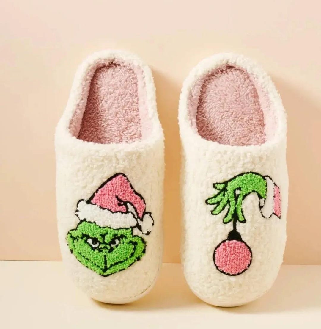 Adult Pink Grinch Slippers - Etsy