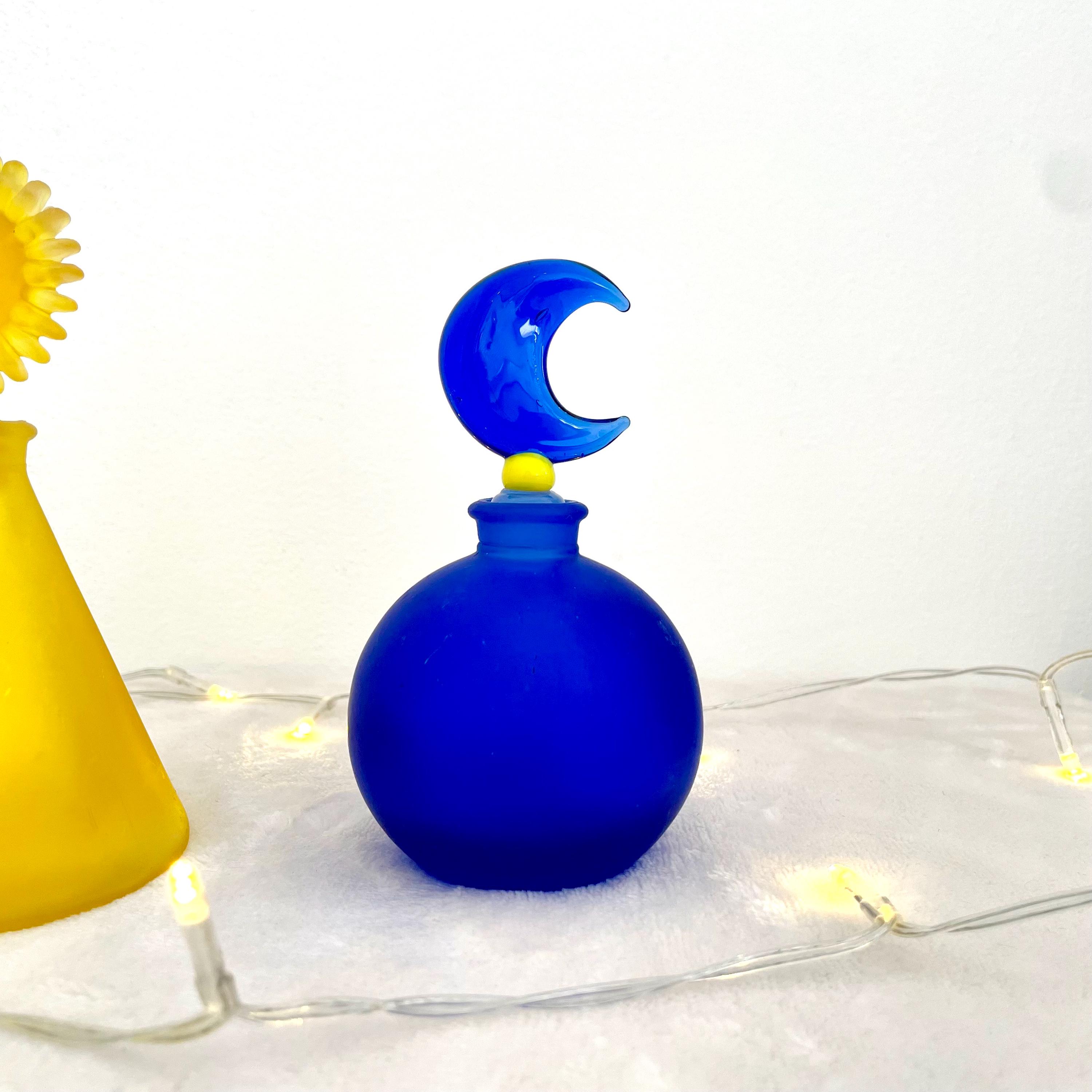 Vintage Celestial Bottles Set, Sun & Moon Face Pair of Bottles, Frosted Glass Containers for ...