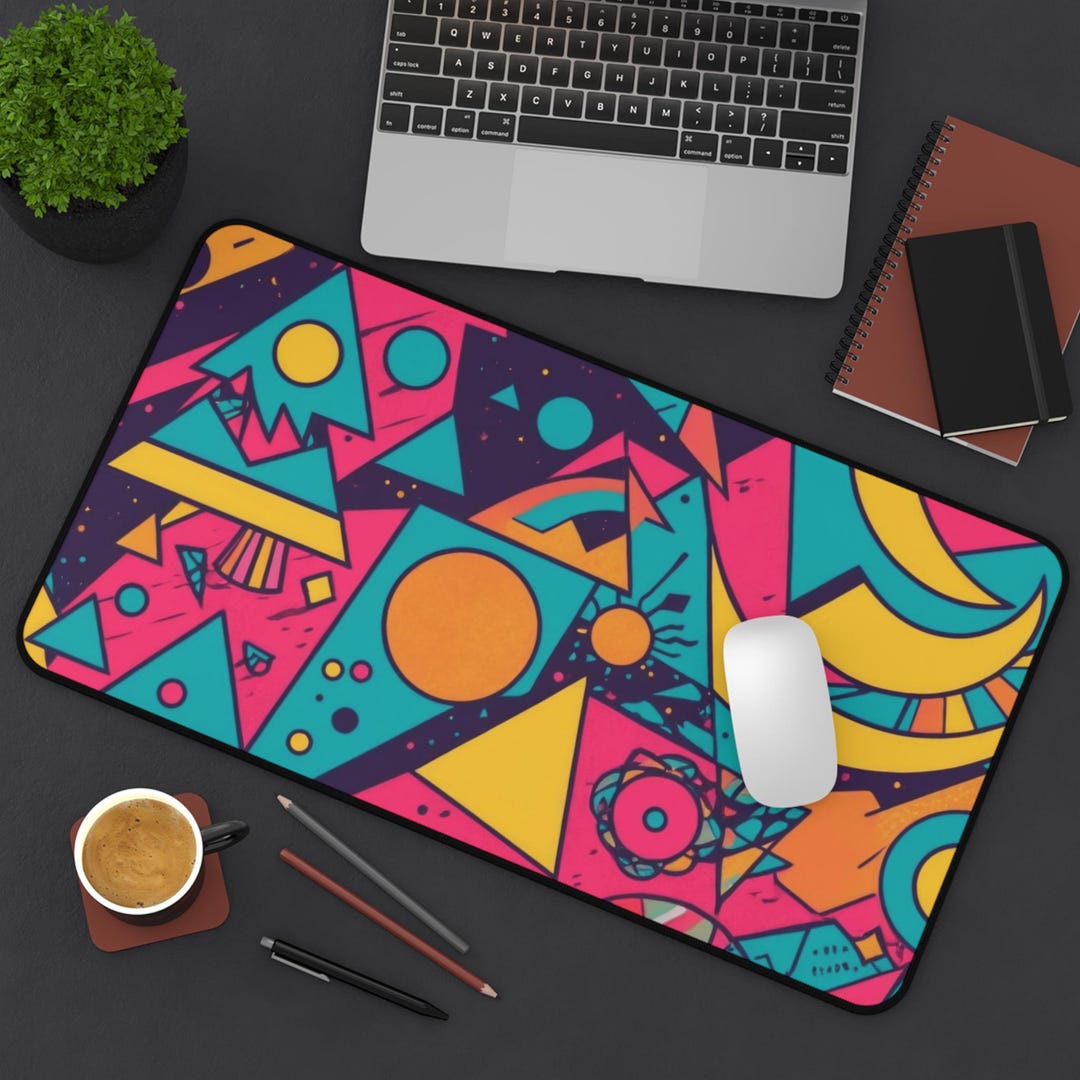 90s Designs Abstract Landscape Desktop Mat Mouse Pad Xtra Large 12x22 ...