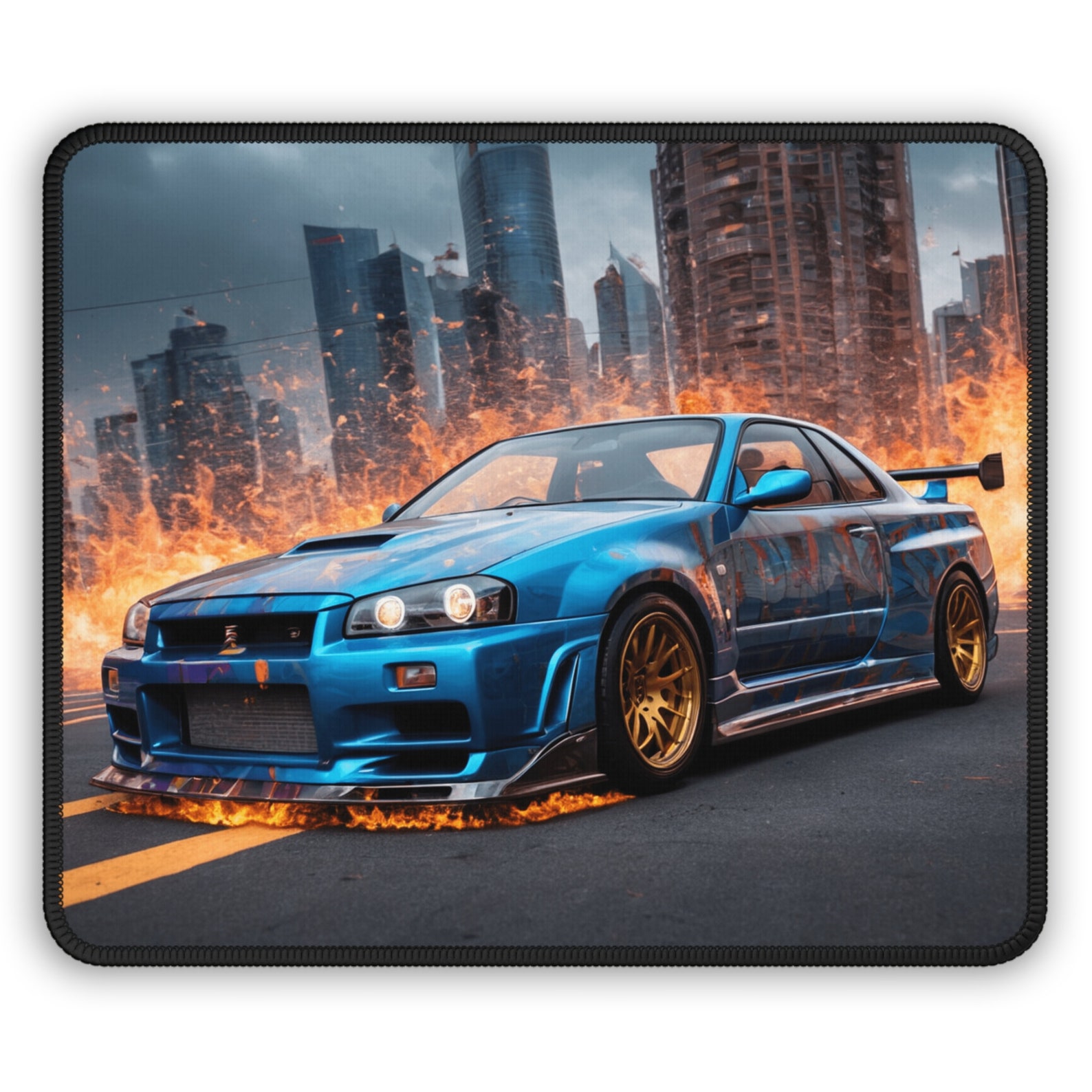 Nissan Skyline GT-R R34 Mouse Pad on Fire 9x7'' - Etsy