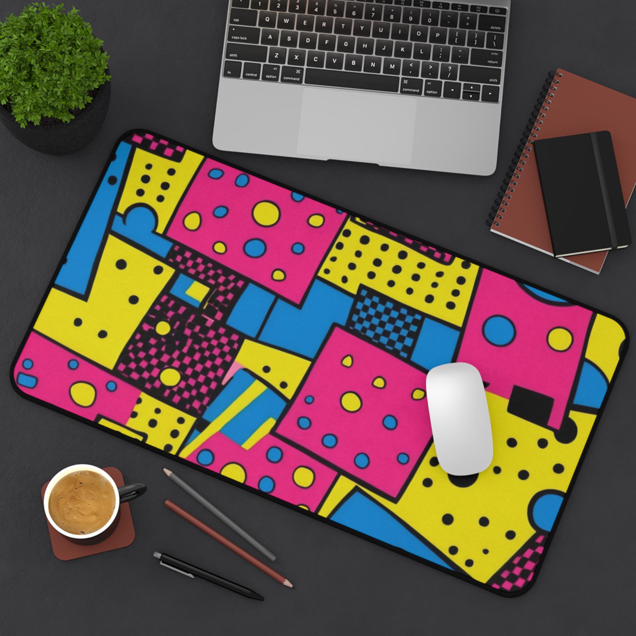 90s Designs Squares Abstract Desktop Mat Mouse Pad 12x22'' Retro Gaming ...