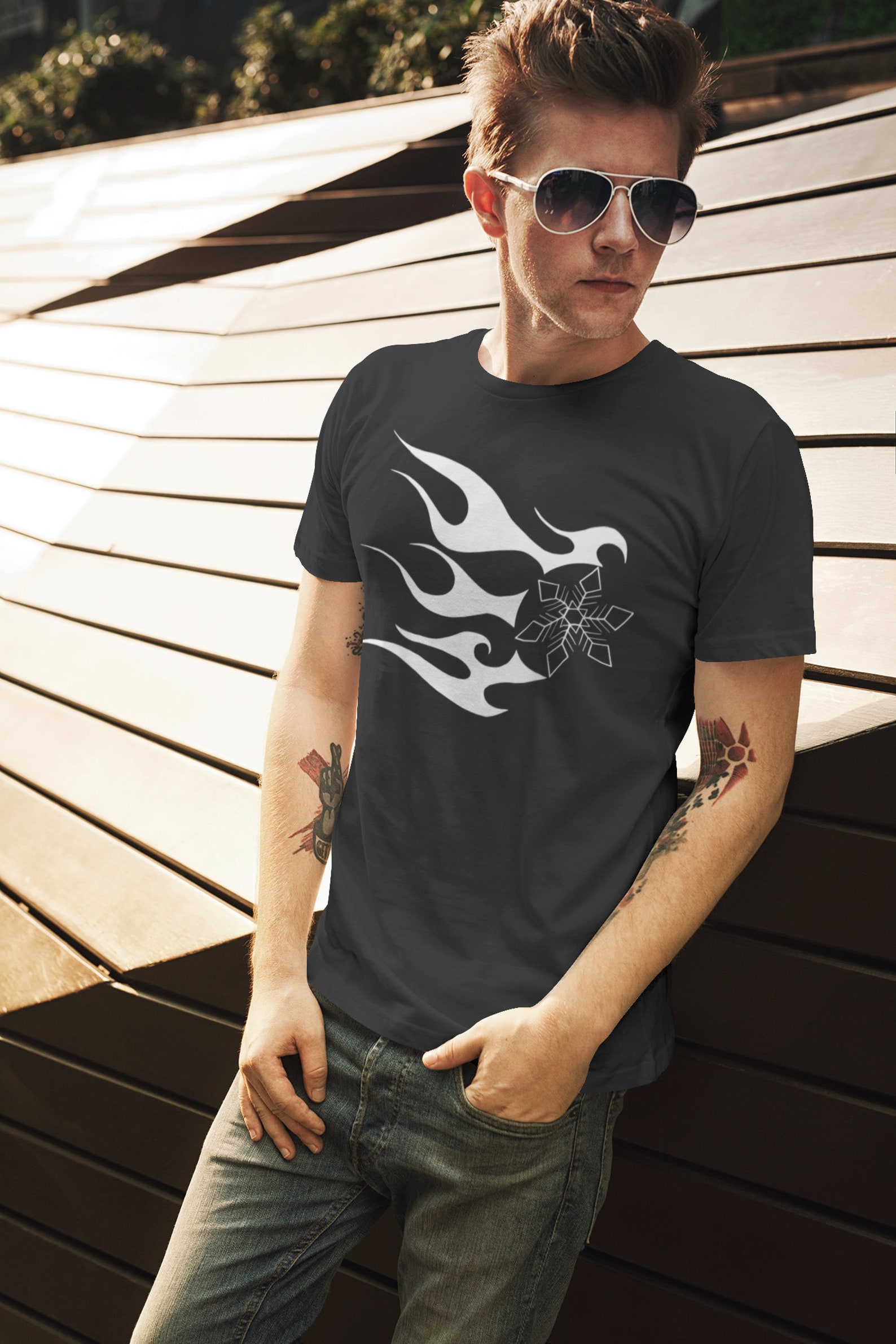 Flaming Snowflake Digital Download Design Tattoo Decal Sticker Art ...