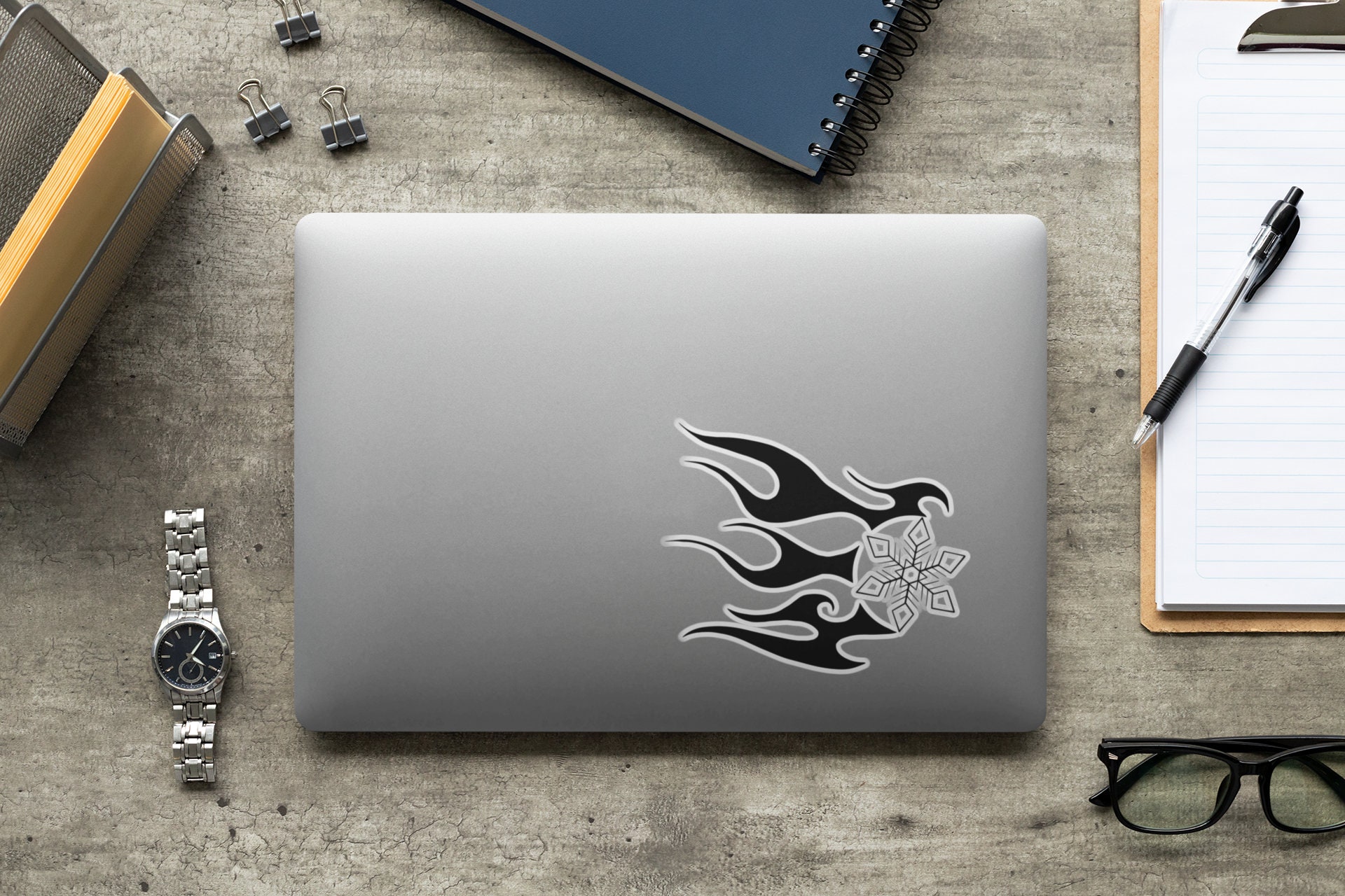 Flaming Snowflake Digital Download Design Tattoo Decal Sticker Art ...