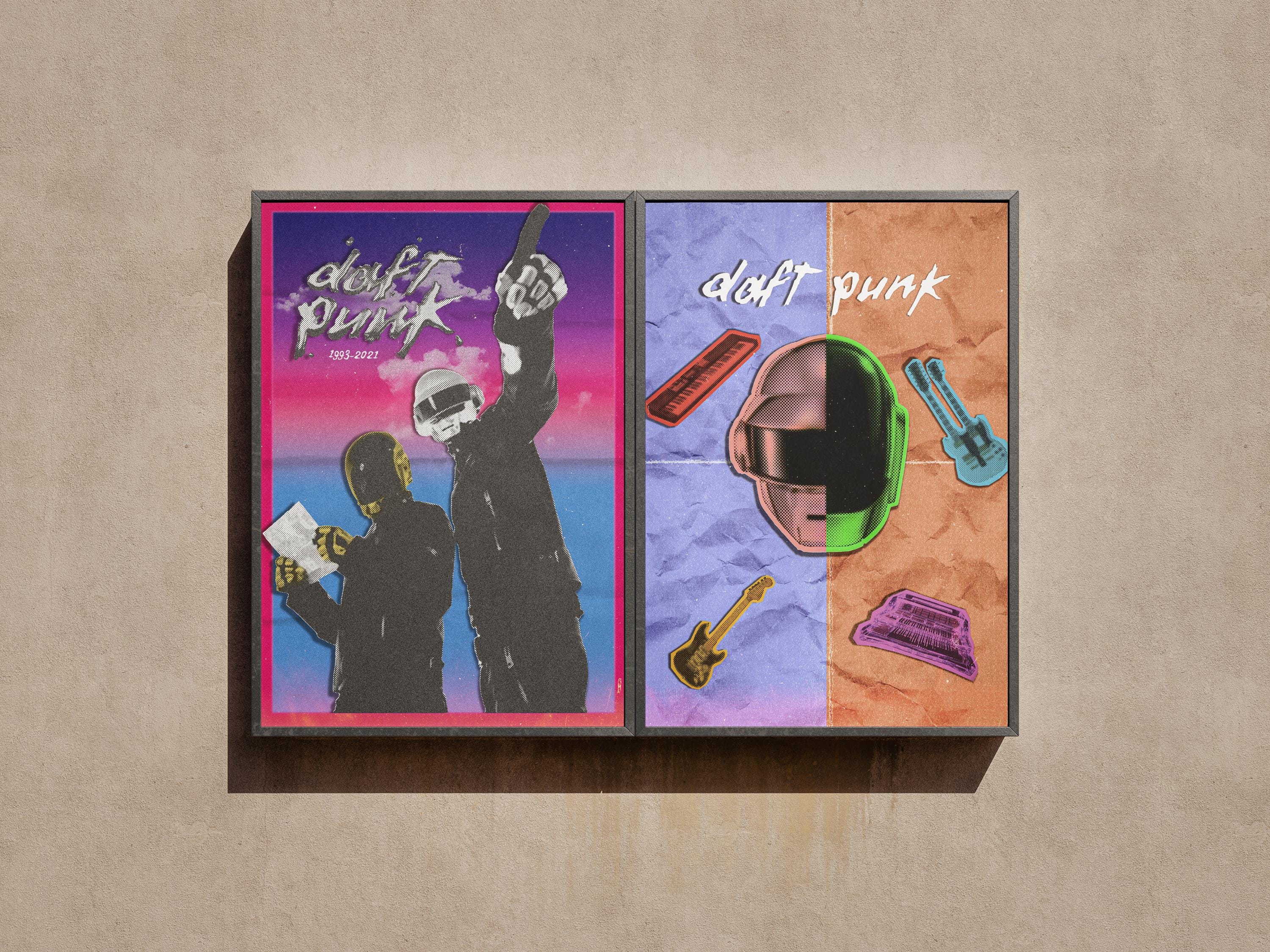 Daft Punk Double Set Posters- Wall Art, Music Art, Music Poster ...