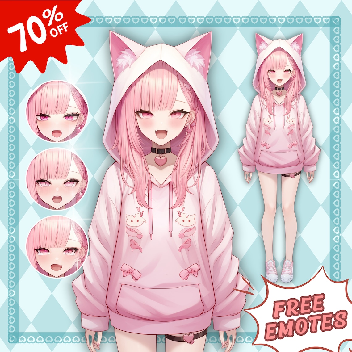 CUSTOM Vtuber Model for Commercial Use Live2d Vtuber Anime Character ...