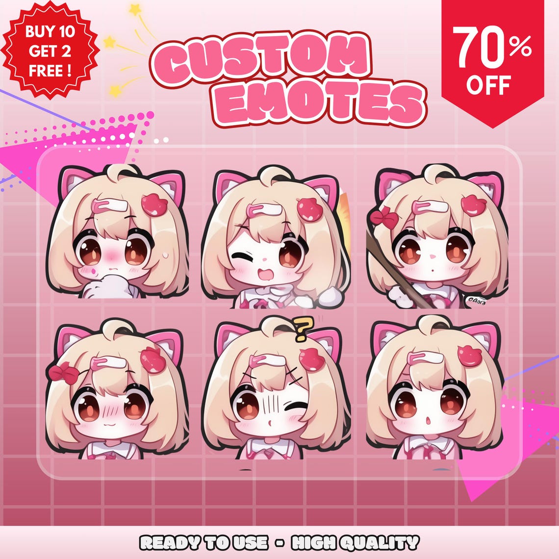Custom Twitch Emotes or Kick Emote and Animated Emotes, Vtuber Cute ...