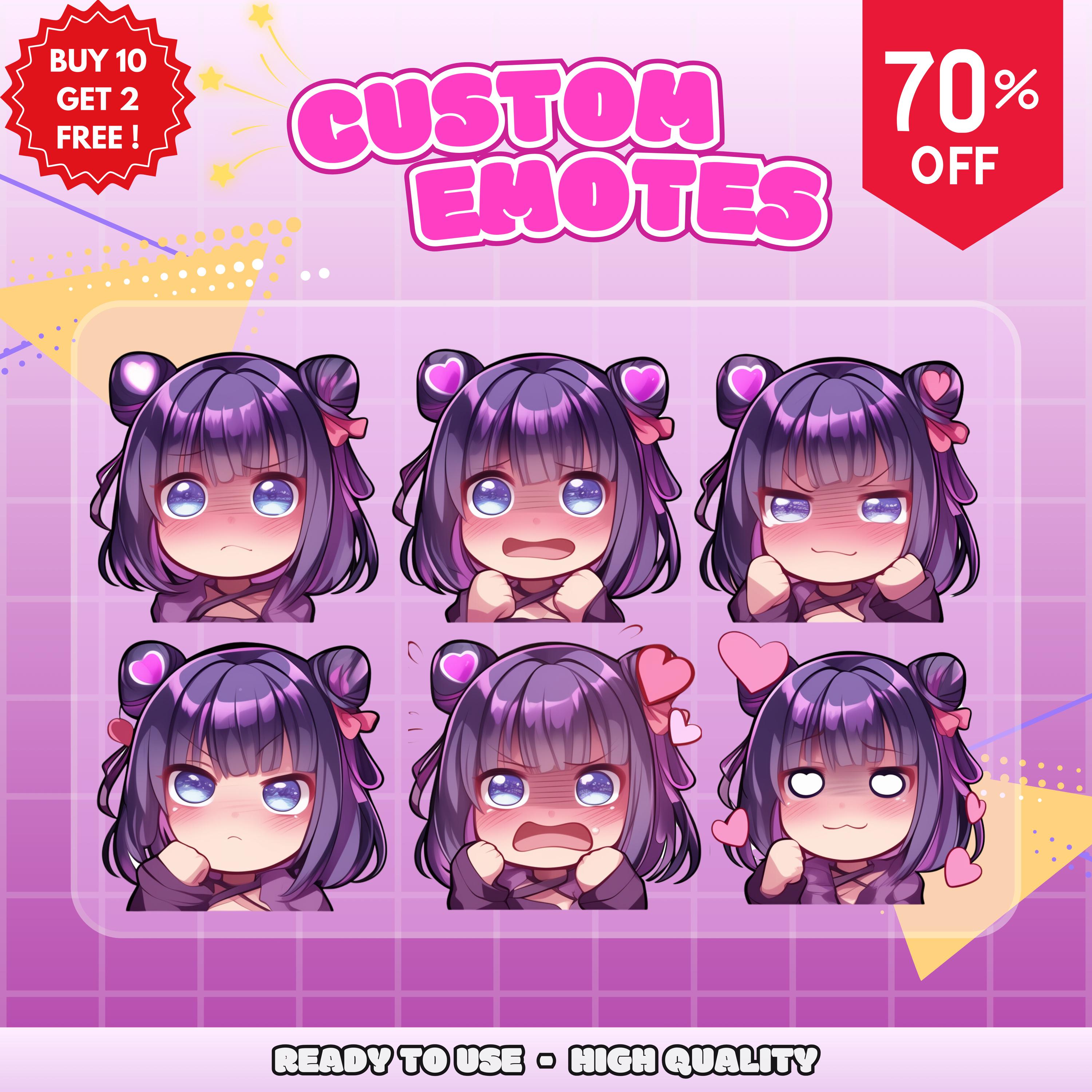 Custom Twitch Emotes or Kick Emote and Animated Emotes, Vtuber Cute ...