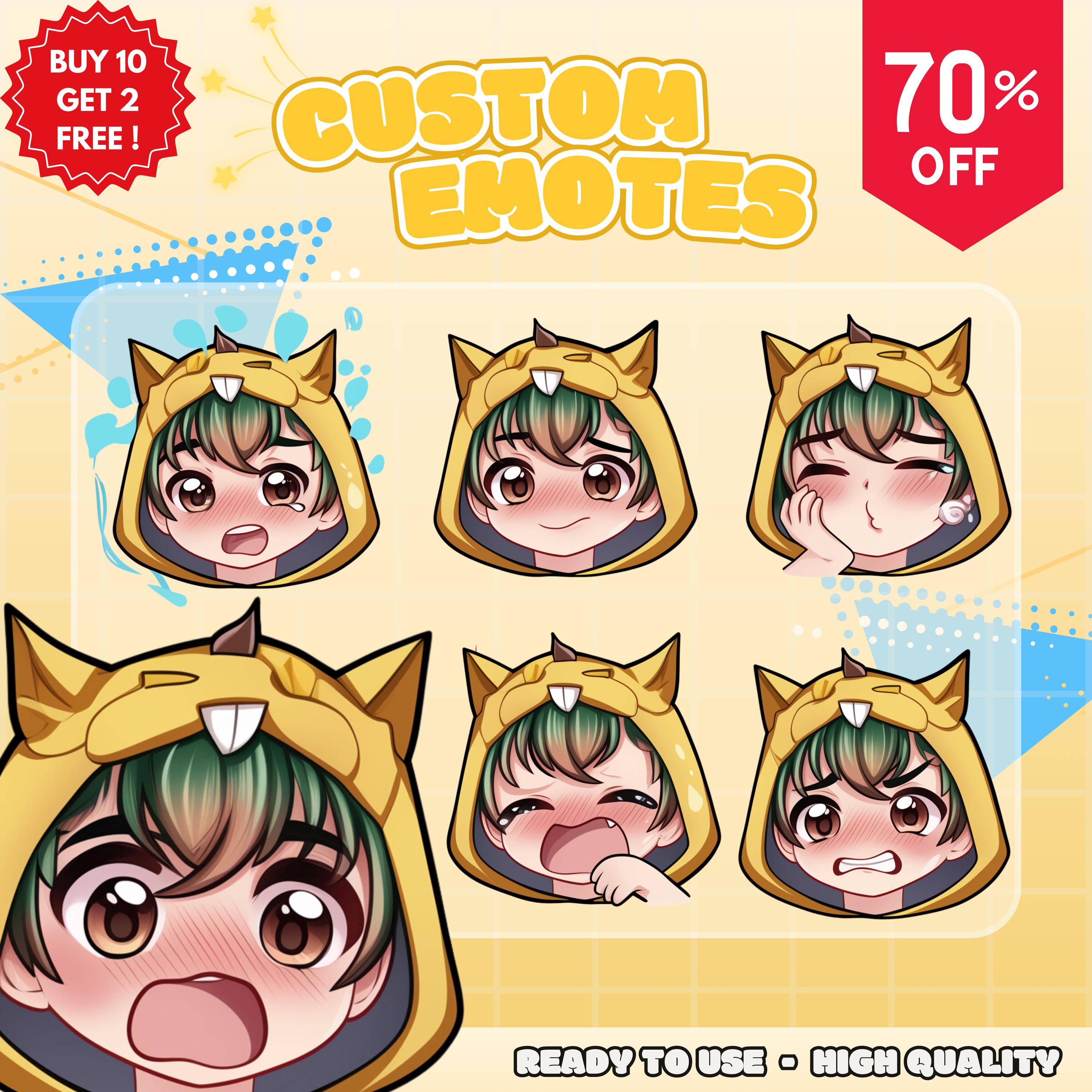 Custom Twitch Emotes or Kick Emote and Animated Emotes, Vtuber Cute ...