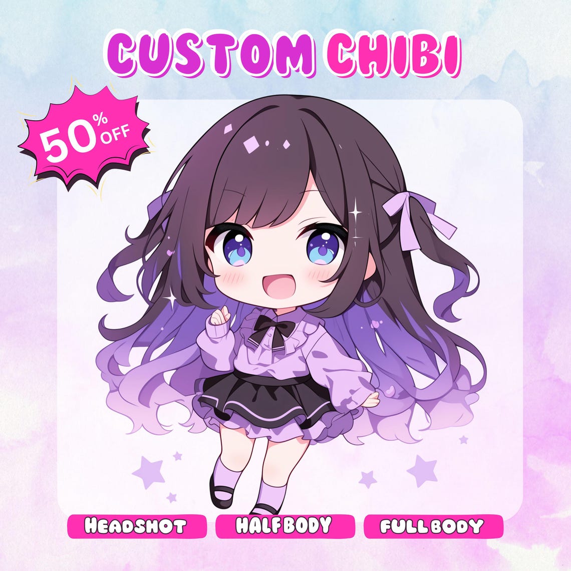 CUSTOM Chibi Anime Chibi Characters Cute Chibi Commission Chibi PFP ...