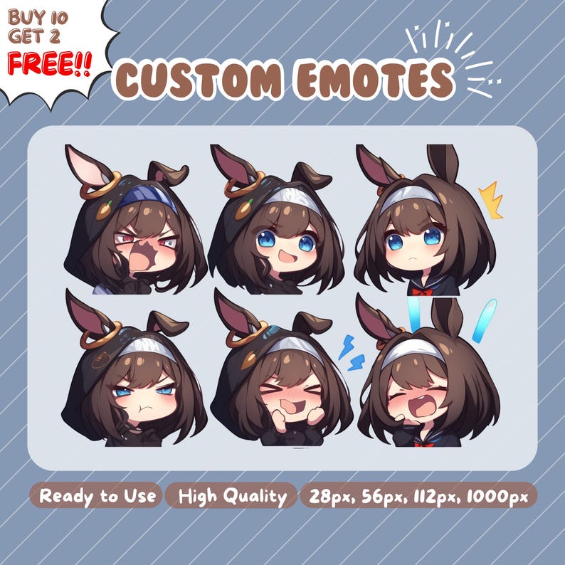 CUSTOM Twitch Emotes Animated Emotes Emotes Twitch Emote Cute Chibi ...