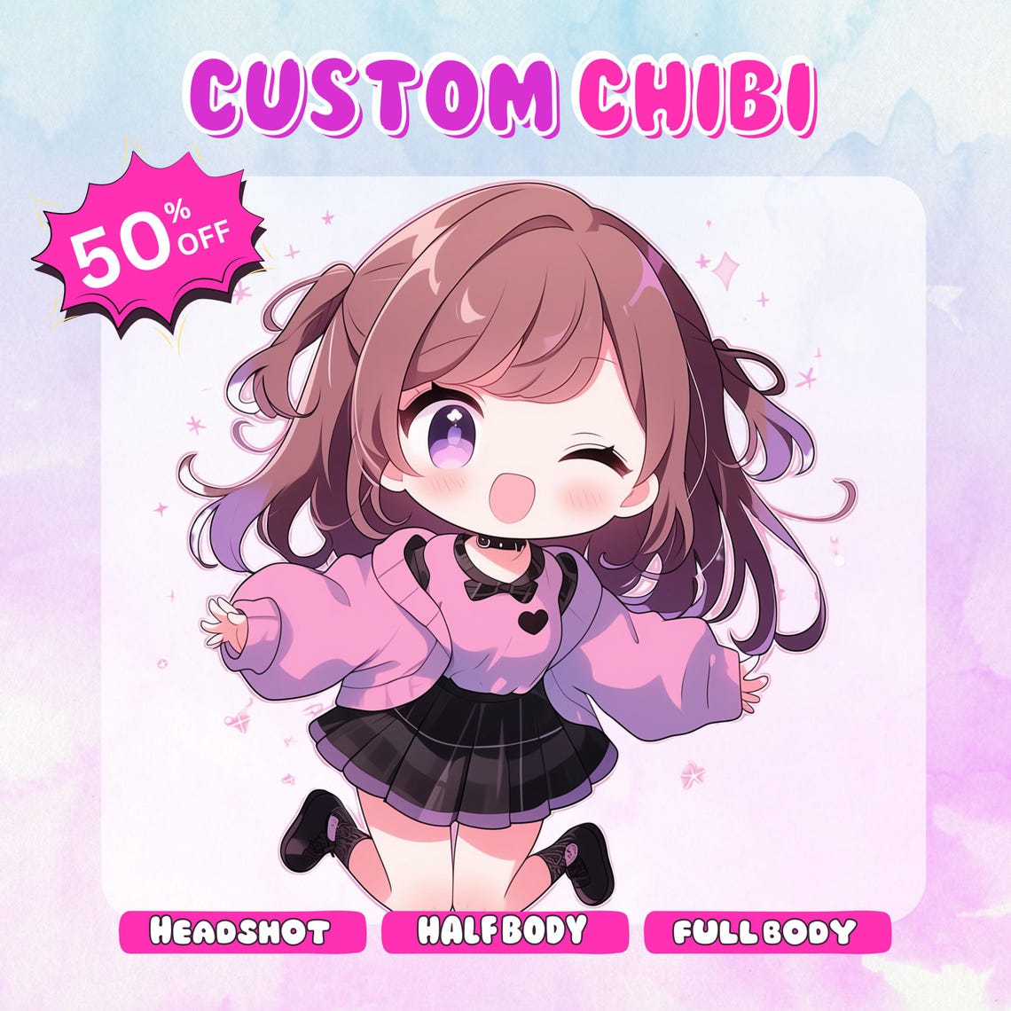 CUSTOM Chibi Anime Chibi Characters Cute Chibi Commission Chibi PFP ...