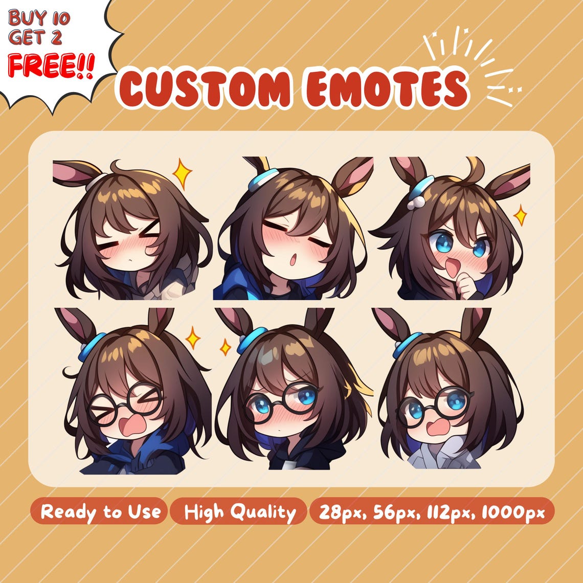 CUSTOM Twitch Emotes Animated Emotes Emotes Twitch Emote Cute Chibi ...