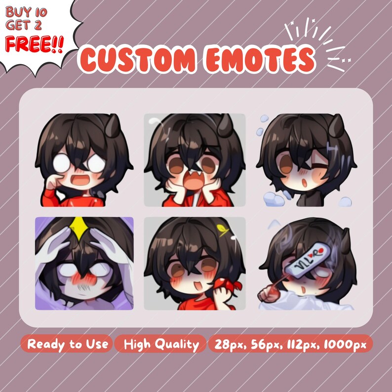 CUSTOM Twitch Emotes Animated Emotes Emotes Twitch Emote Cute Chibi ...