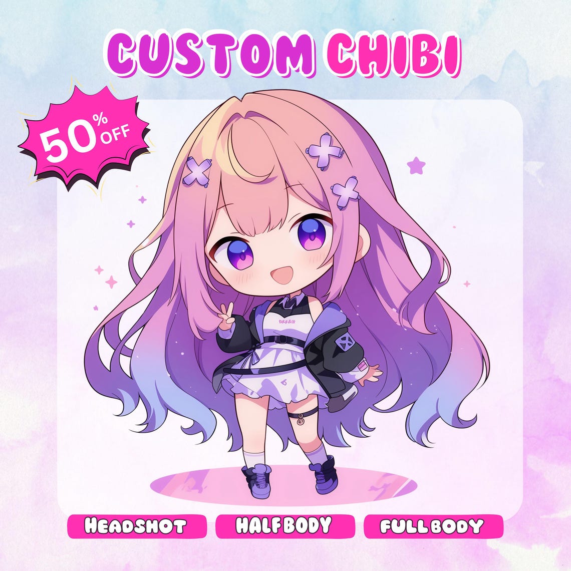 CUSTOM Chibi Anime Chibi Characters Cute Chibi Commission Chibi PFP ...
