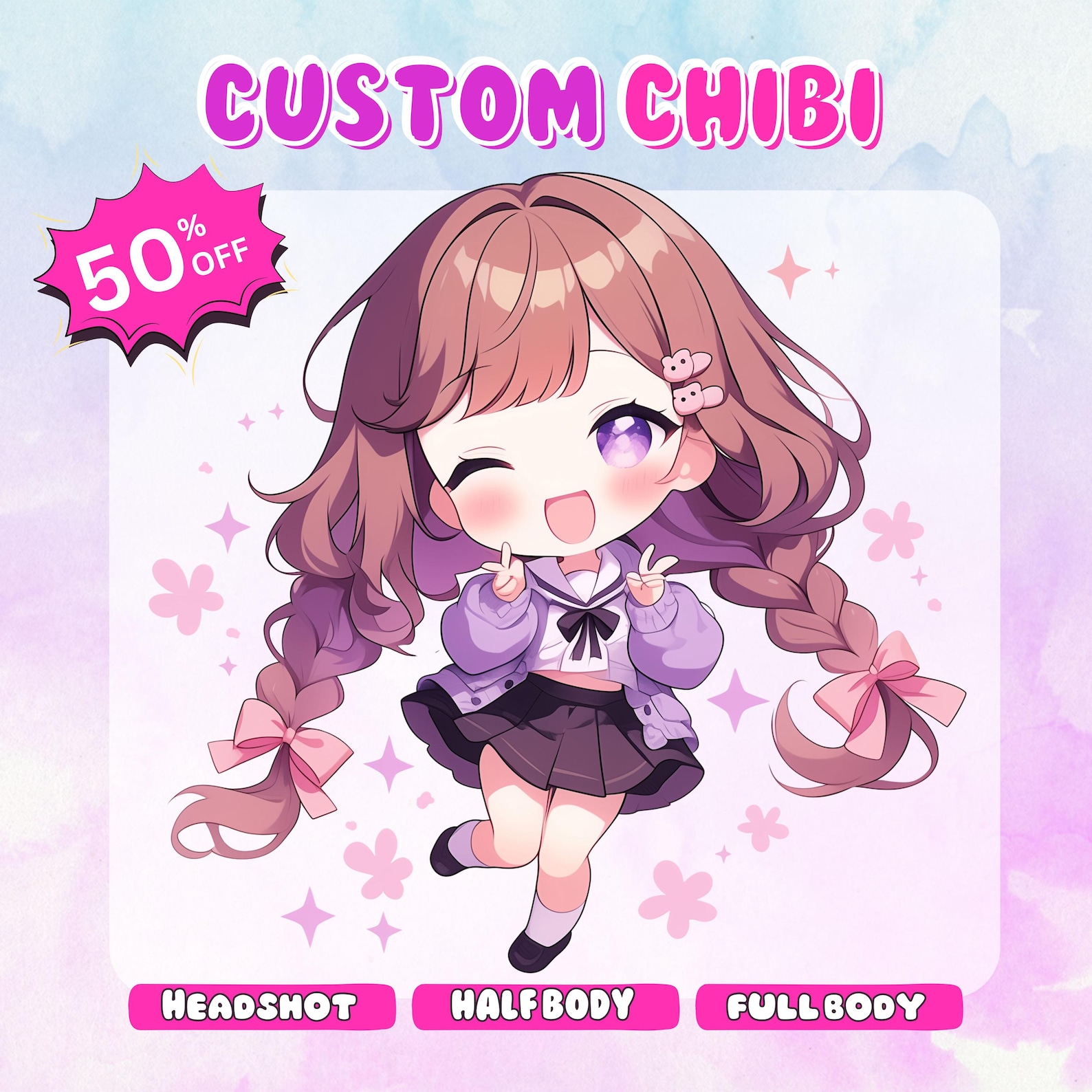 CUSTOM Chibi Anime Chibi Characters Cute Chibi Commission Chibi PFP ...