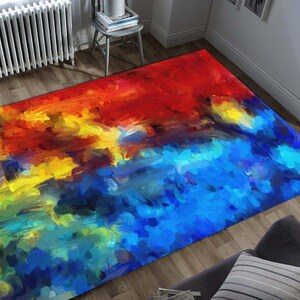 Abstract Rug , Colorful Rug, Art Rug , Home Decor, Rainbow Area Rugs ...