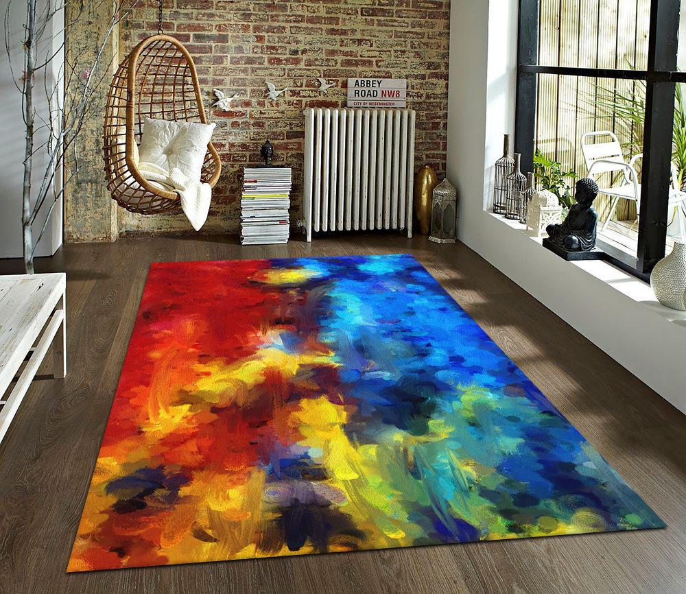 Abstract Rug , Colorful Rug, Art Rug , Home Decor, Rainbow Area Rugs ...