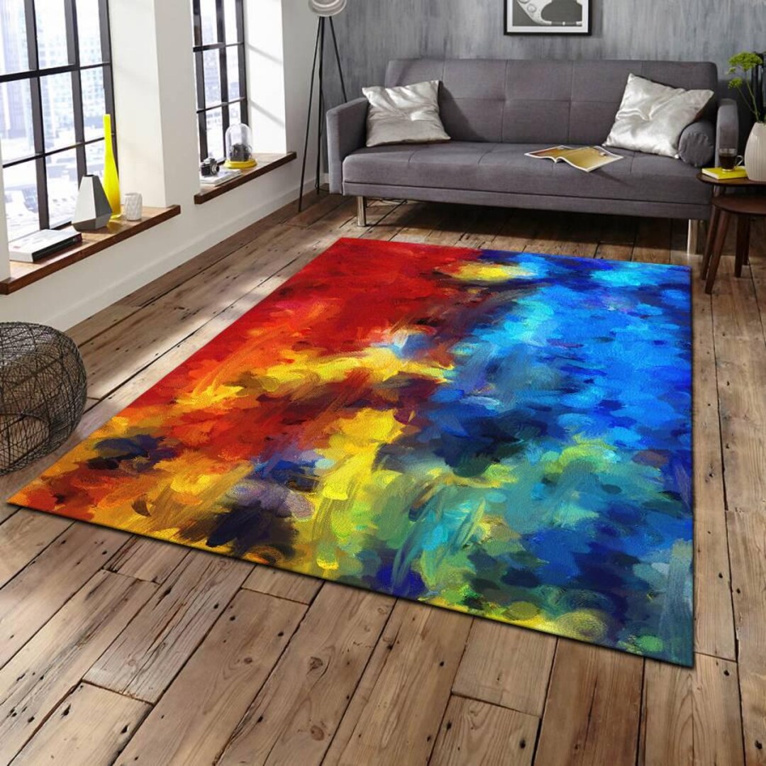 Abstract Rug , Colorful Rug, Art Rug , Home Decor, Rainbow Area Rugs ...
