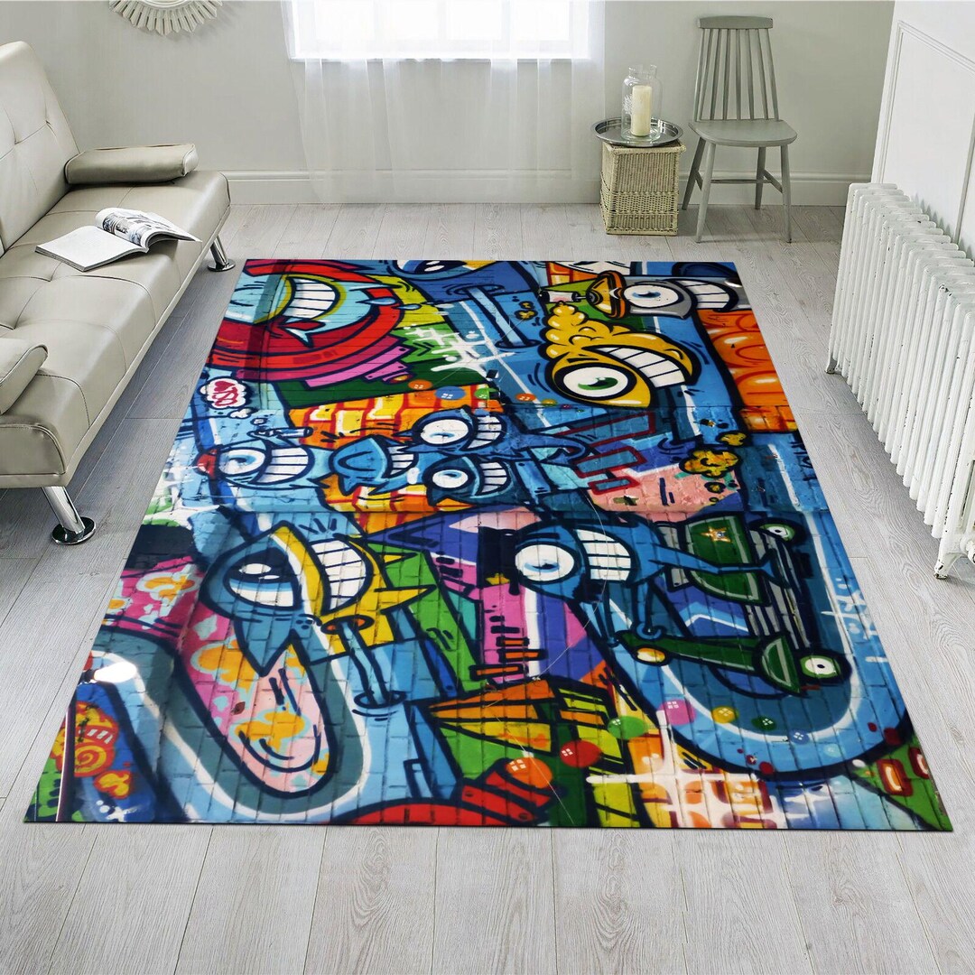 Graffiti Rug , Colorful Rug , Graffiti Theme Rug , Street Art Rug ...