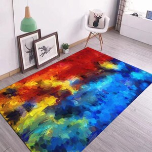 Abstract Rug , Colorful Rug, Art Rug , Home Decor, Rainbow Area Rugs ...