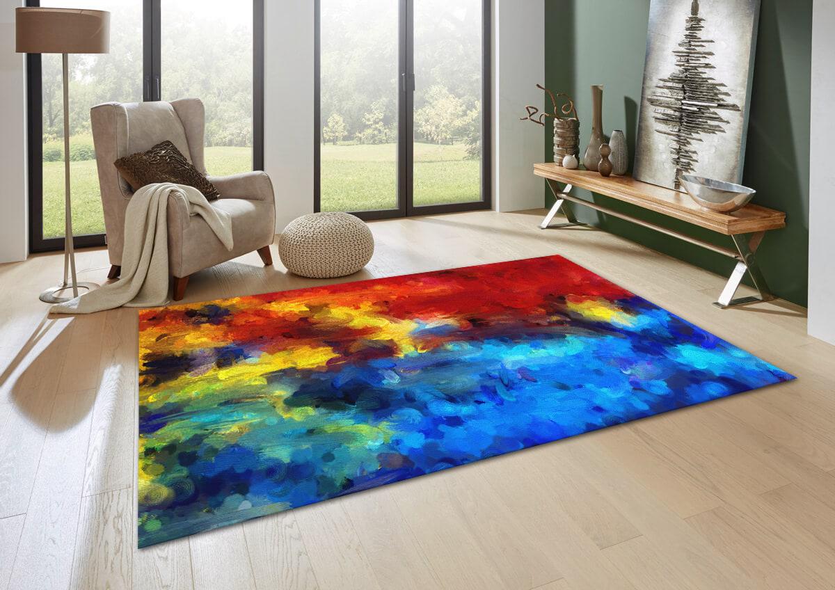 Abstract Rug , Colorful Rug, Art Rug , Home Decor, Rainbow Area Rugs ...