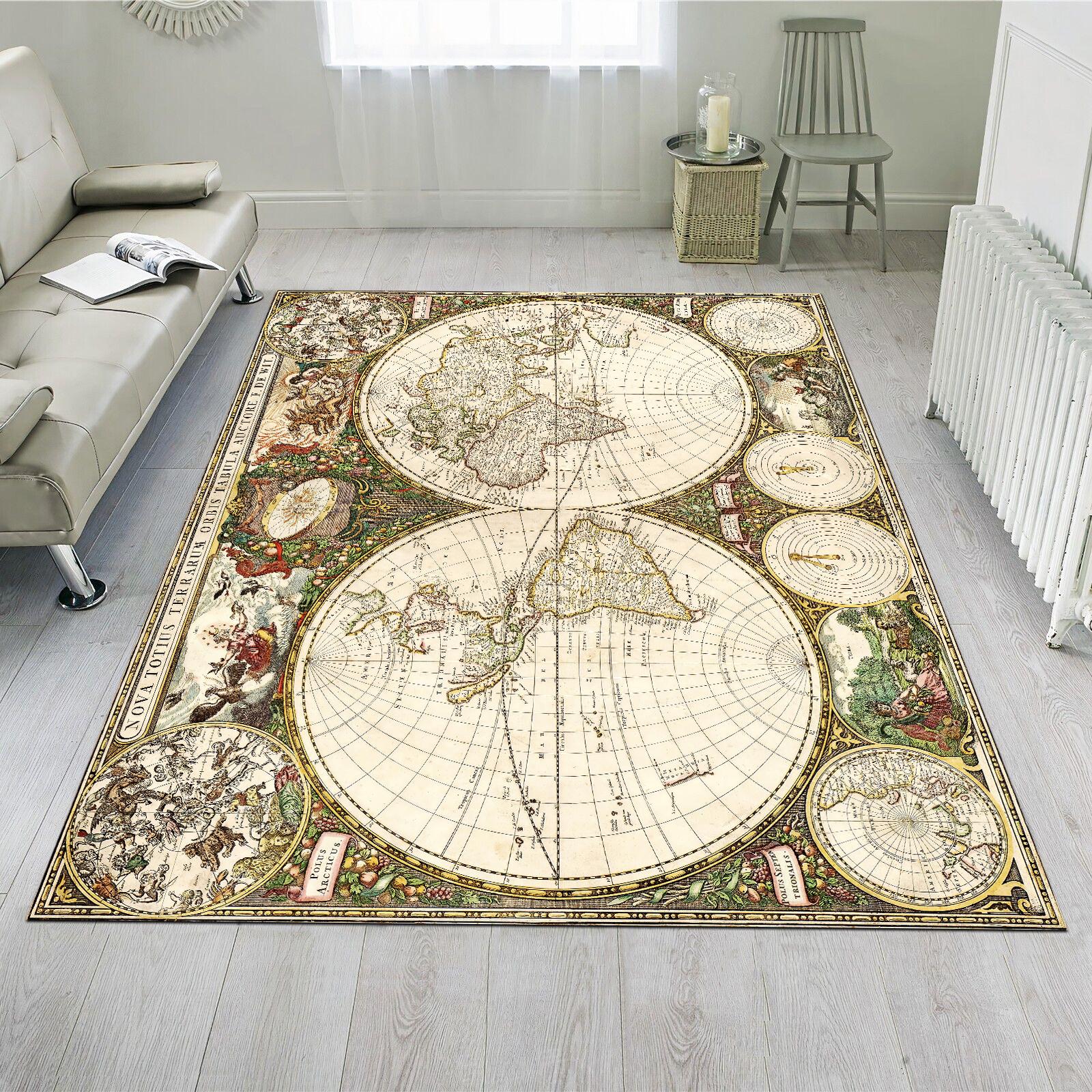 Old Globe World Map , Printed Rug , Area Mat , Home Decor , Patterned ...