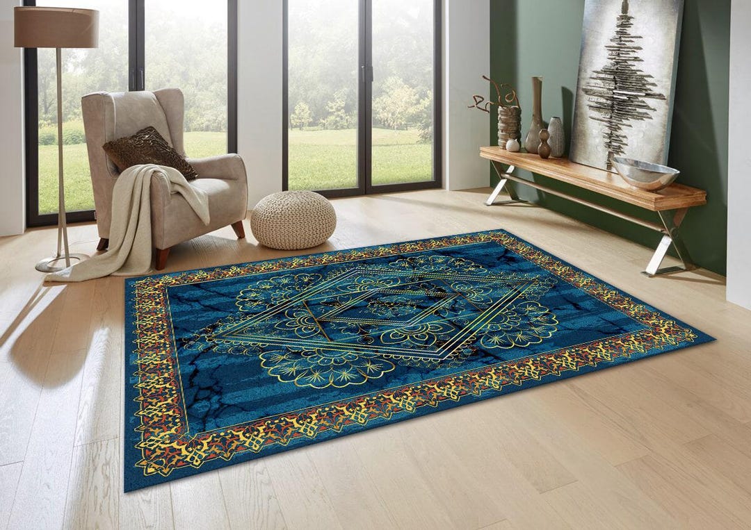 Balkan Rug , Blue Greek Rug , Printed Rug , Ancient Greek Rug , Area ...