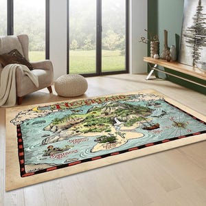 Pirate Rug , Treasure Map Rug , Colorful Rug , Map Carpet , Art Rug ...