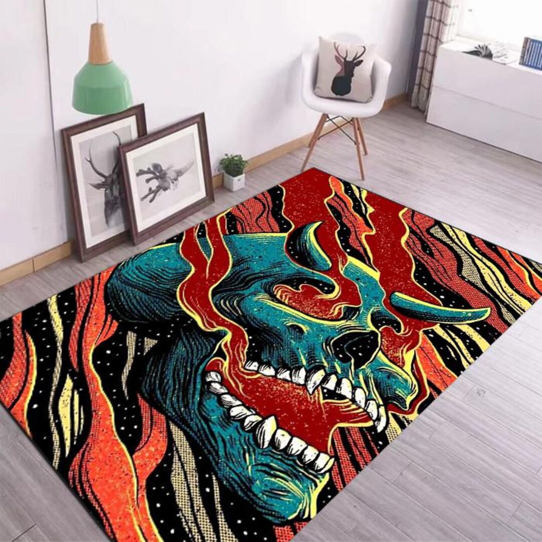 Art Rug , Skull Rug , Skeleton Rug ,gothic Rug,horror Decor,popular Rug ...