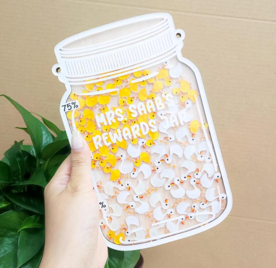 Custom Mini Cute Duck Tokens Reward Jar, Personalized Reward Jar and ...