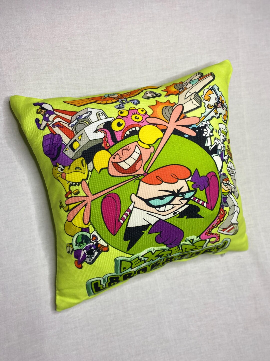 Dexter's Laboratory Cartoon Pillow, Retro Cartoon Decor for Kids and ...