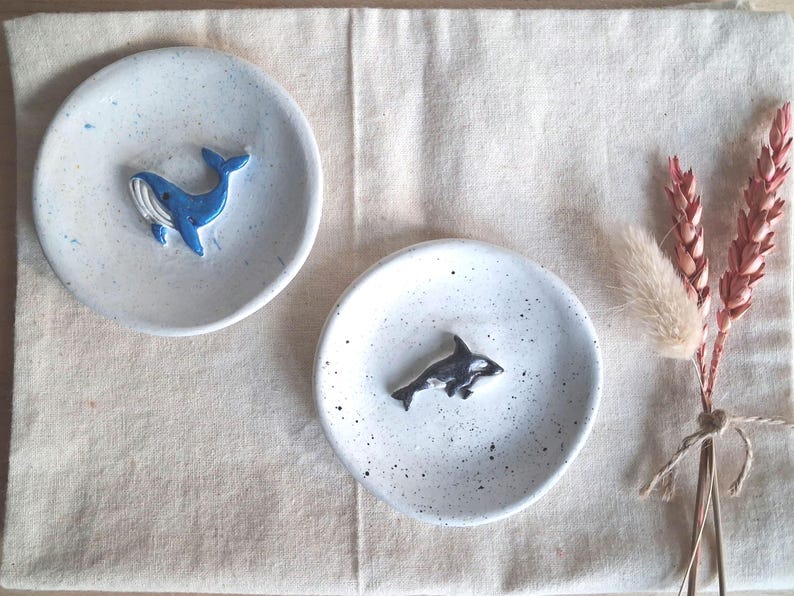 Handmade Whale Orca Trinket Dish: Gold Speckled Clay Jewellery Keepsake ...