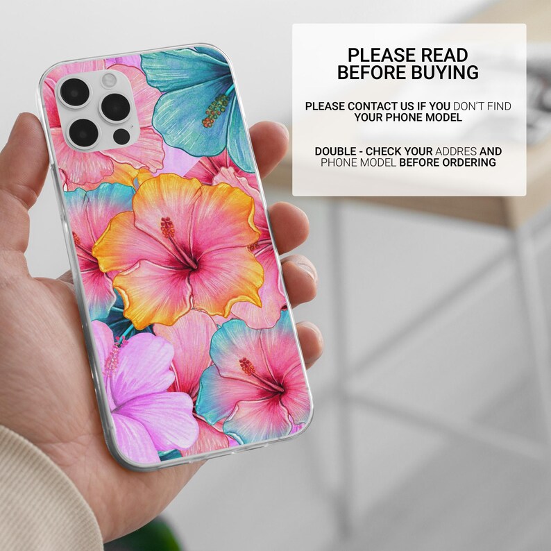 Hibiscus Phone Case Nature Flower for iPhone 16, 15, 14, 13, 12, 11 ...