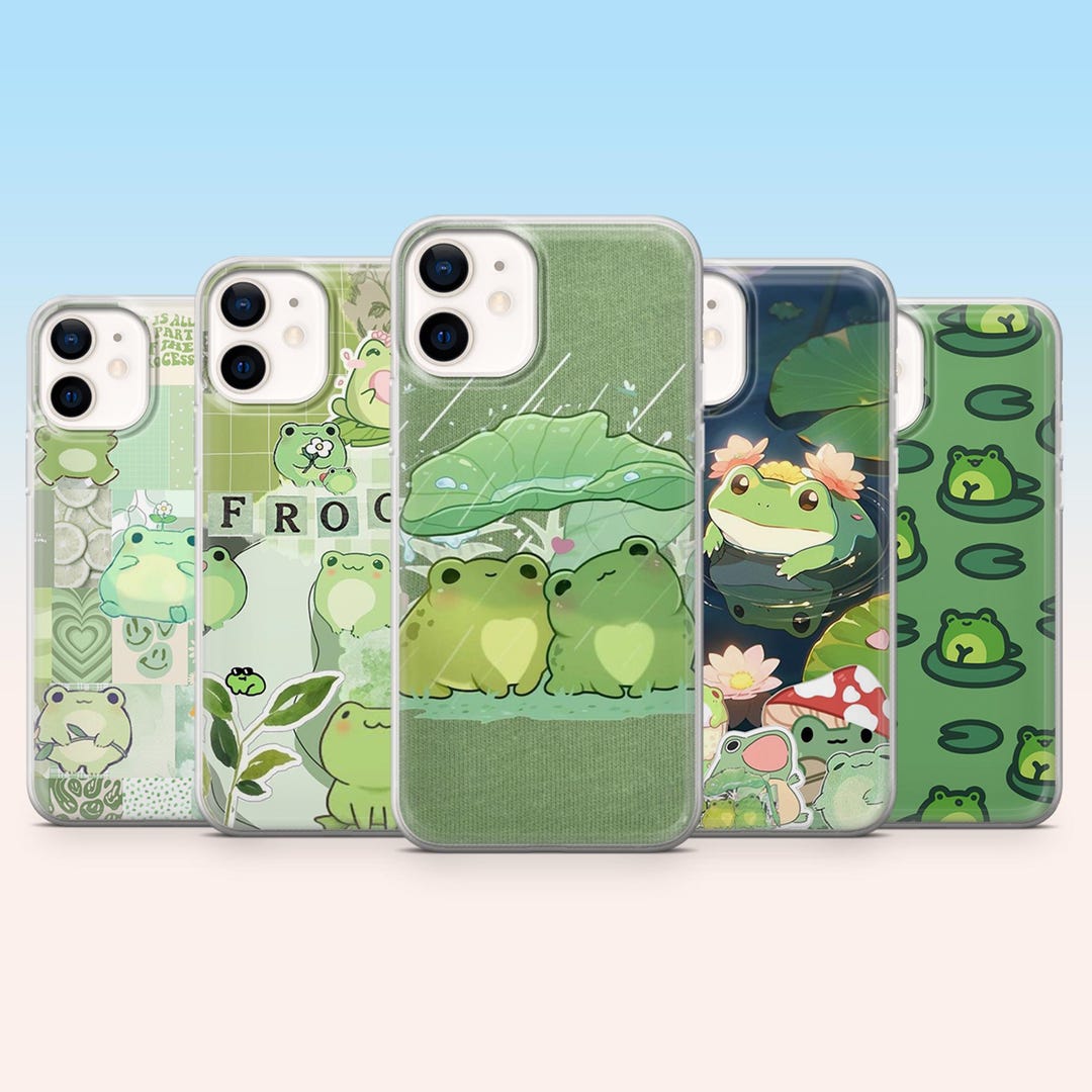 Cute Frogs Phone Case Kawaii Green Frog Cover for iPhone 17, 16, 15, 14 ...