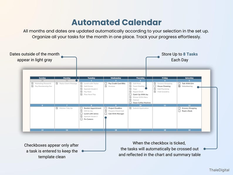 Monthly Task Tracker Google Sheet Template: Perpetual Digital Planner ...