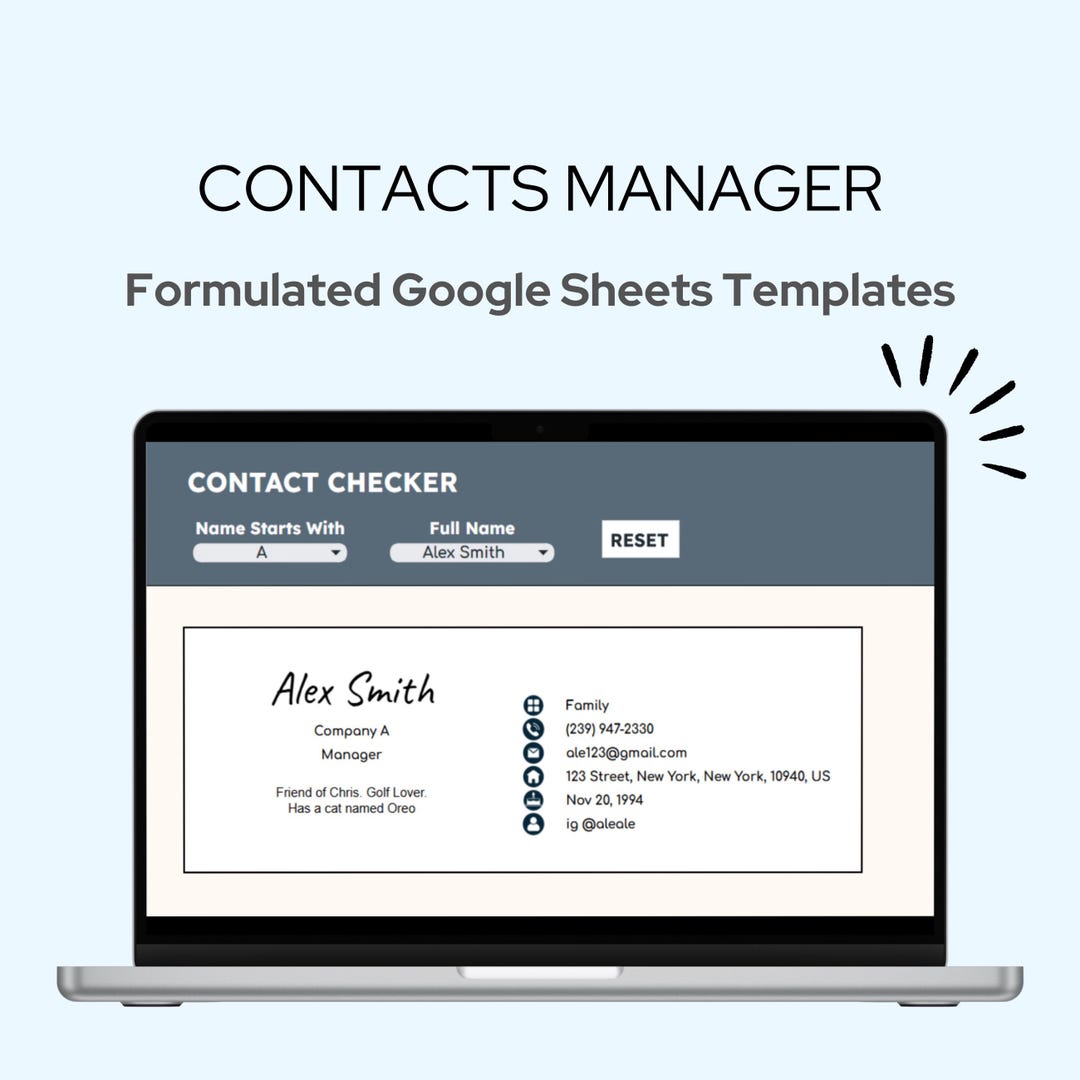 Formulated Digital Contact List Google Sheets Templates With Reset ...