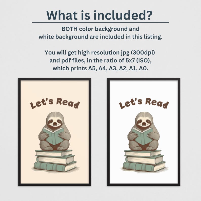 Lets Read With Sloth Kids Reading Poster, Elementary School Classroom ...