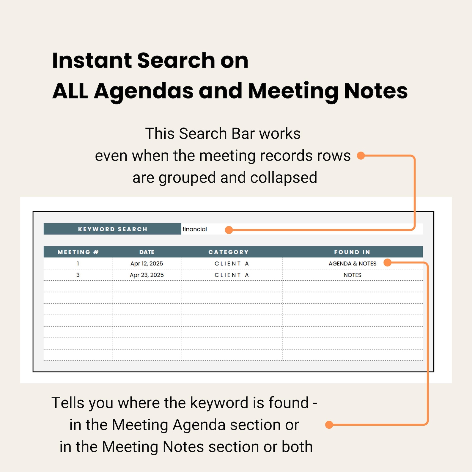 Meeting Minutes Organizer Google Sheets Excel Template | Meeting Notes ...