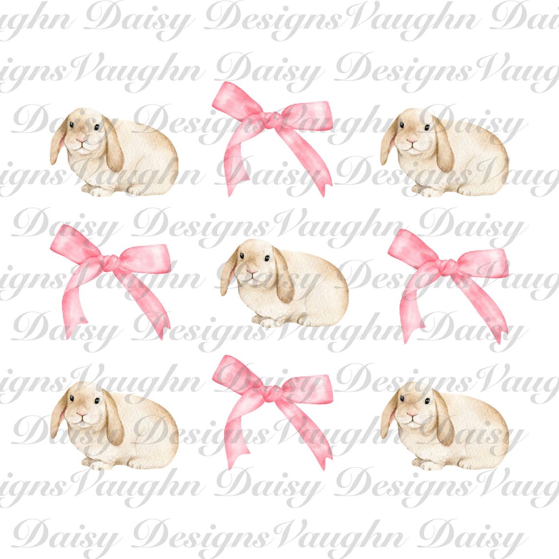 Cute Bunny With Bow Clipart | Adorable Rabbit Graphic for Sublimation ...