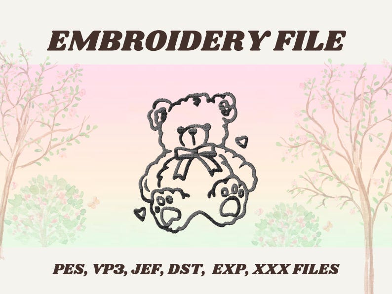 Teddy Bear Embroidery Design – Instant Download - Etsy