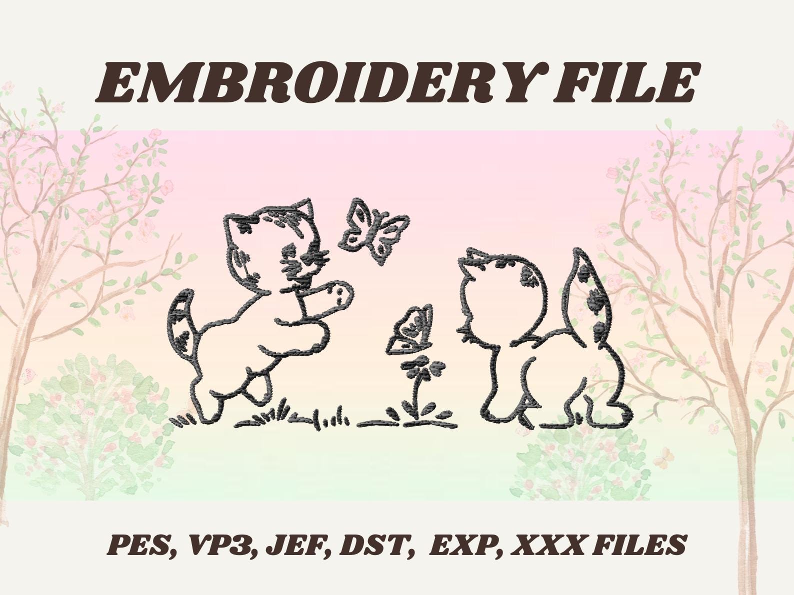 Vintage Kitty Embroidery Design – Instant Download - Etsy