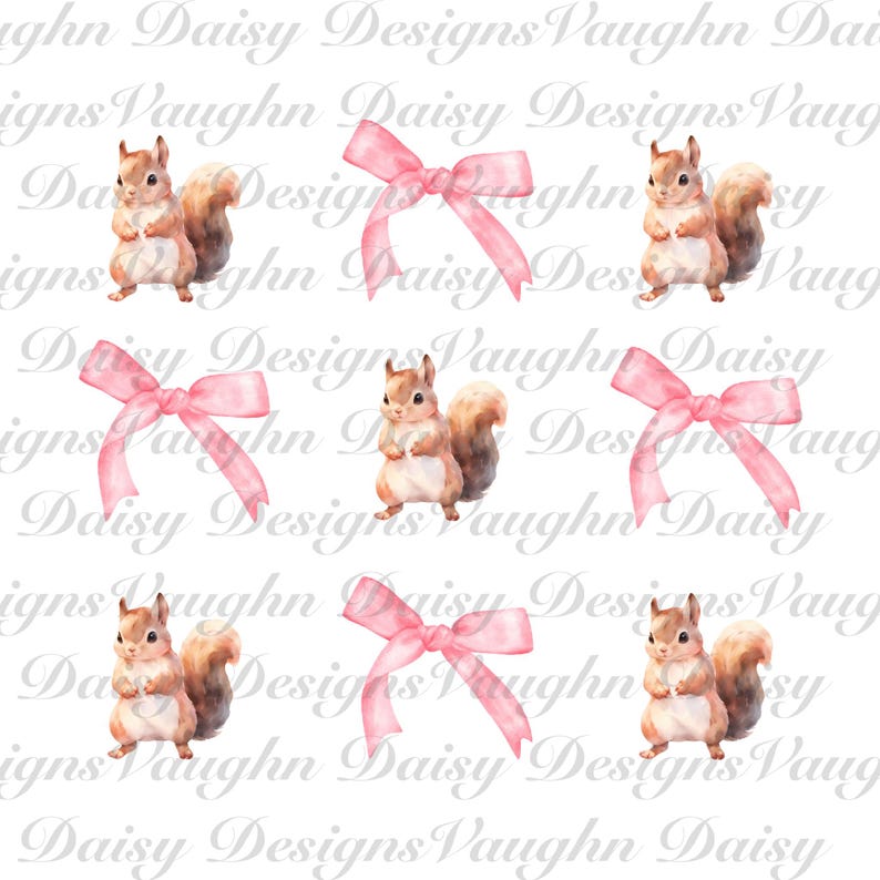 Cute Squirrel With Bow Clipart | Adorable Woodland Animal Graphic for ...