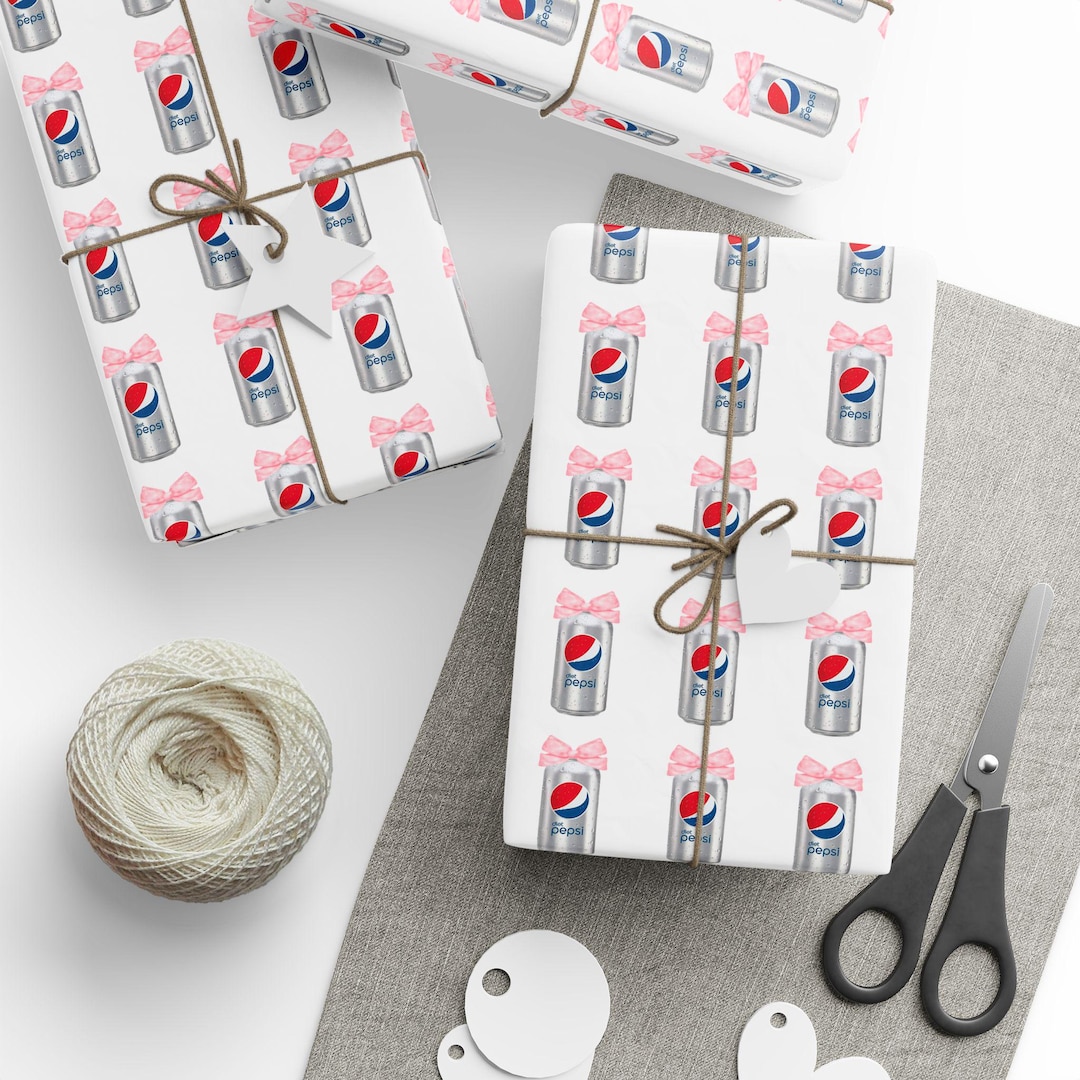 Diet Pepsi Inspired Gift Wrap Paper With Bow Design | Fun Beverage ...