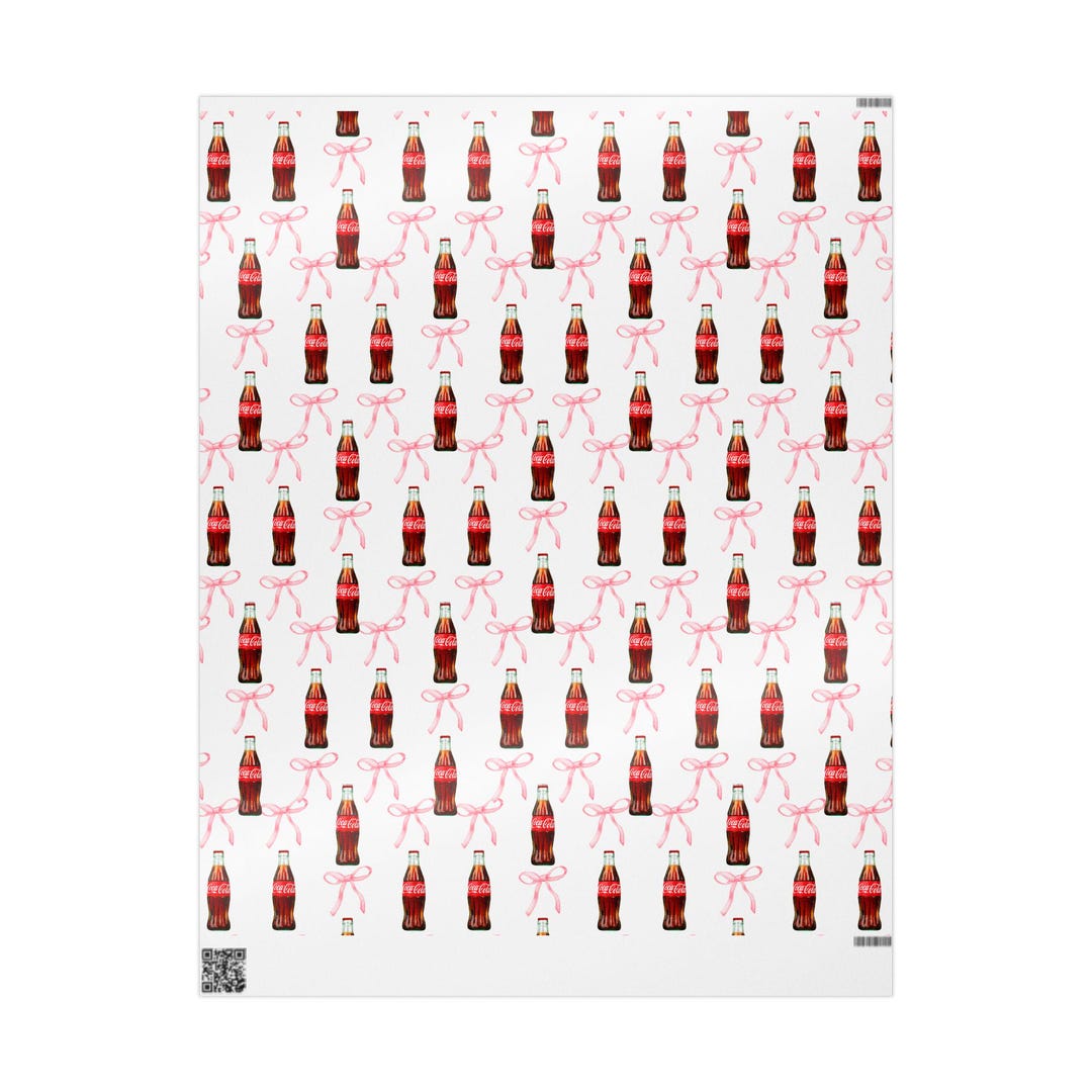 Coke-inspired Gift Wrap Paper With Bow Design Fun Beverage Theme ...