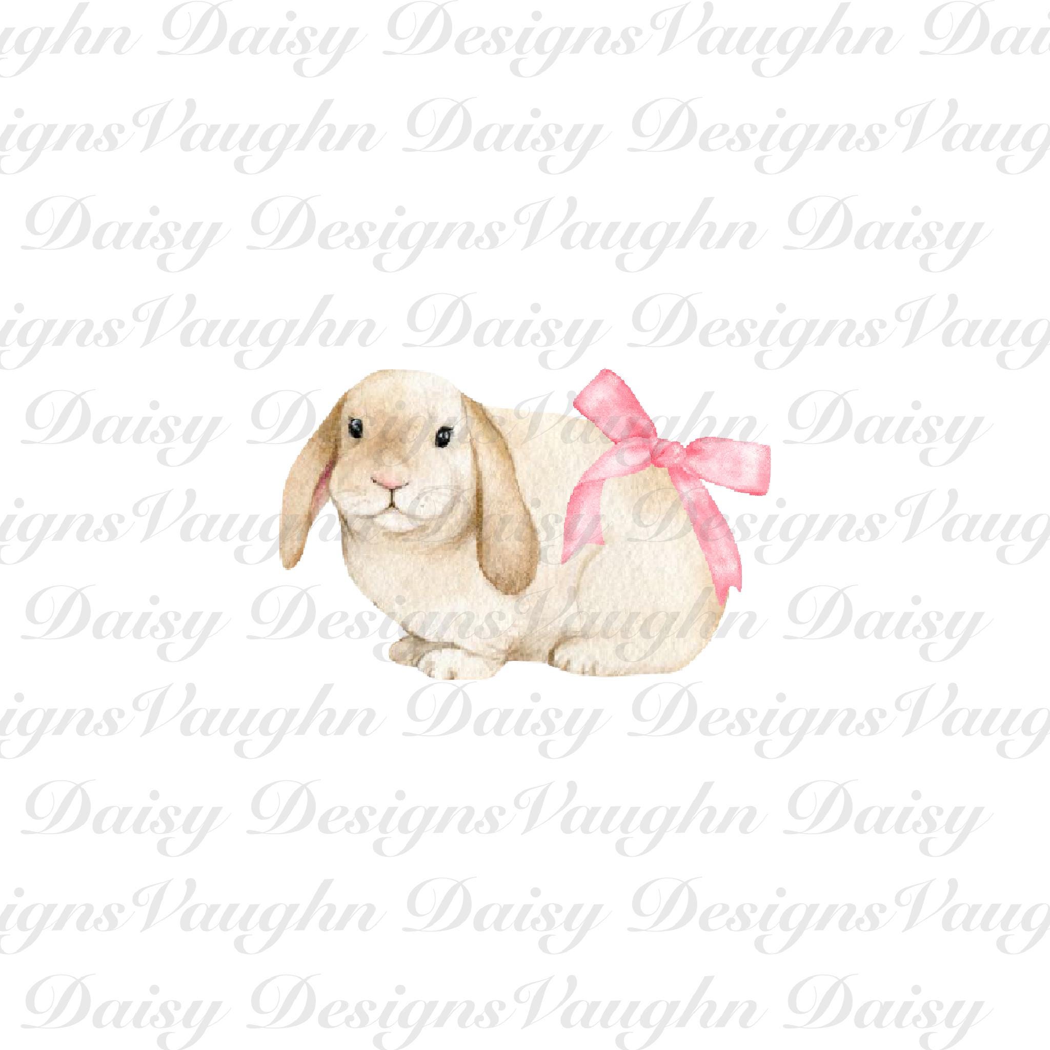 Cute Bunny With Bow Clipart | Adorable Rabbit Graphic for Sublimation ...